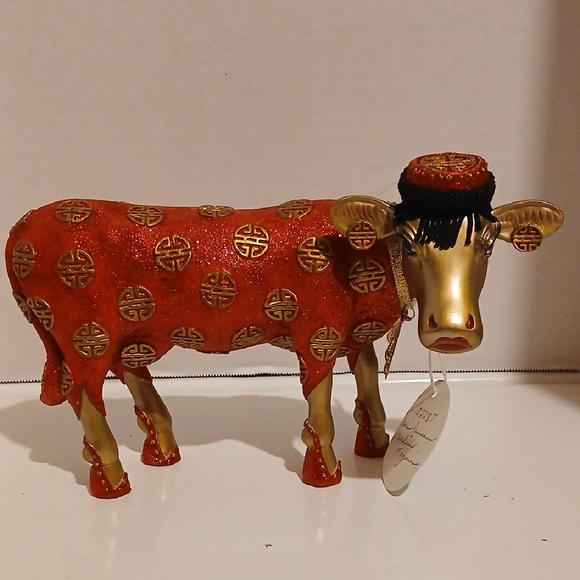 Accents | Red And Gold Decorative Cow Figurine | Poshmark